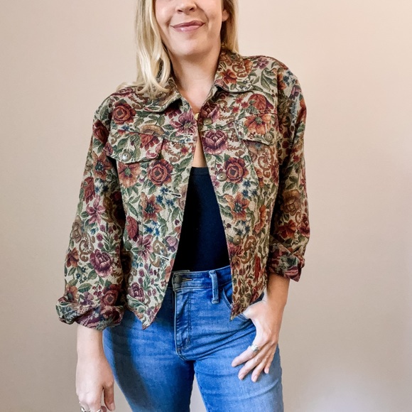 Woolrich | Jackets & Coats | Vintage Woolrich Floral Earthy Tapestry ...
